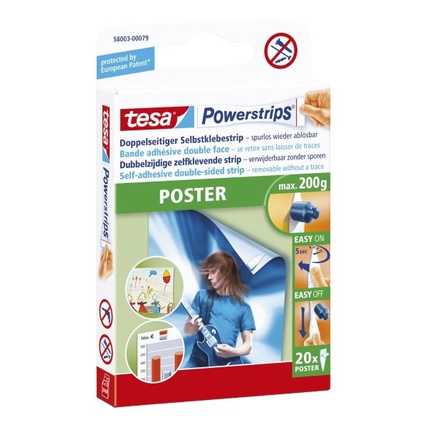 Tesa Powerstrips dobbeltklæbende - poster - Dobbeltklæbende tape ...