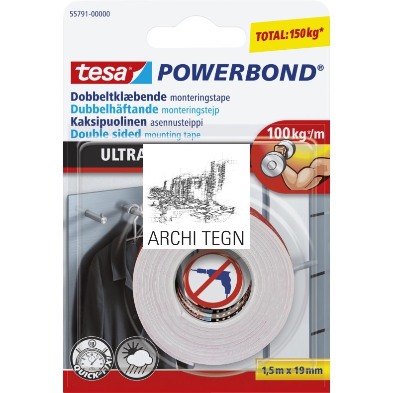 Tesa Powerbond Ultra Strong dobbeltklæbende monteringstape ...