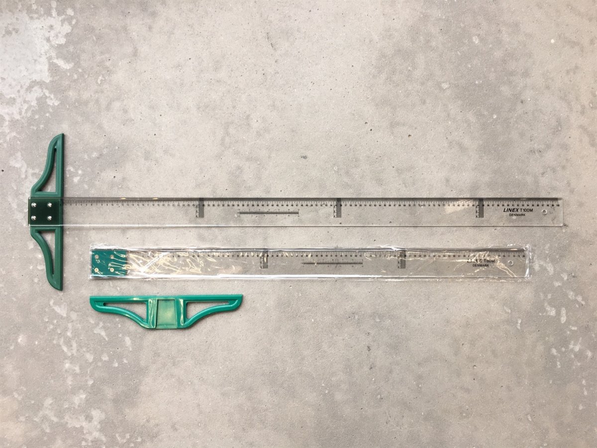 Linex hovedlineal T-Model m. facet og tuschkant - Vælg længde ...